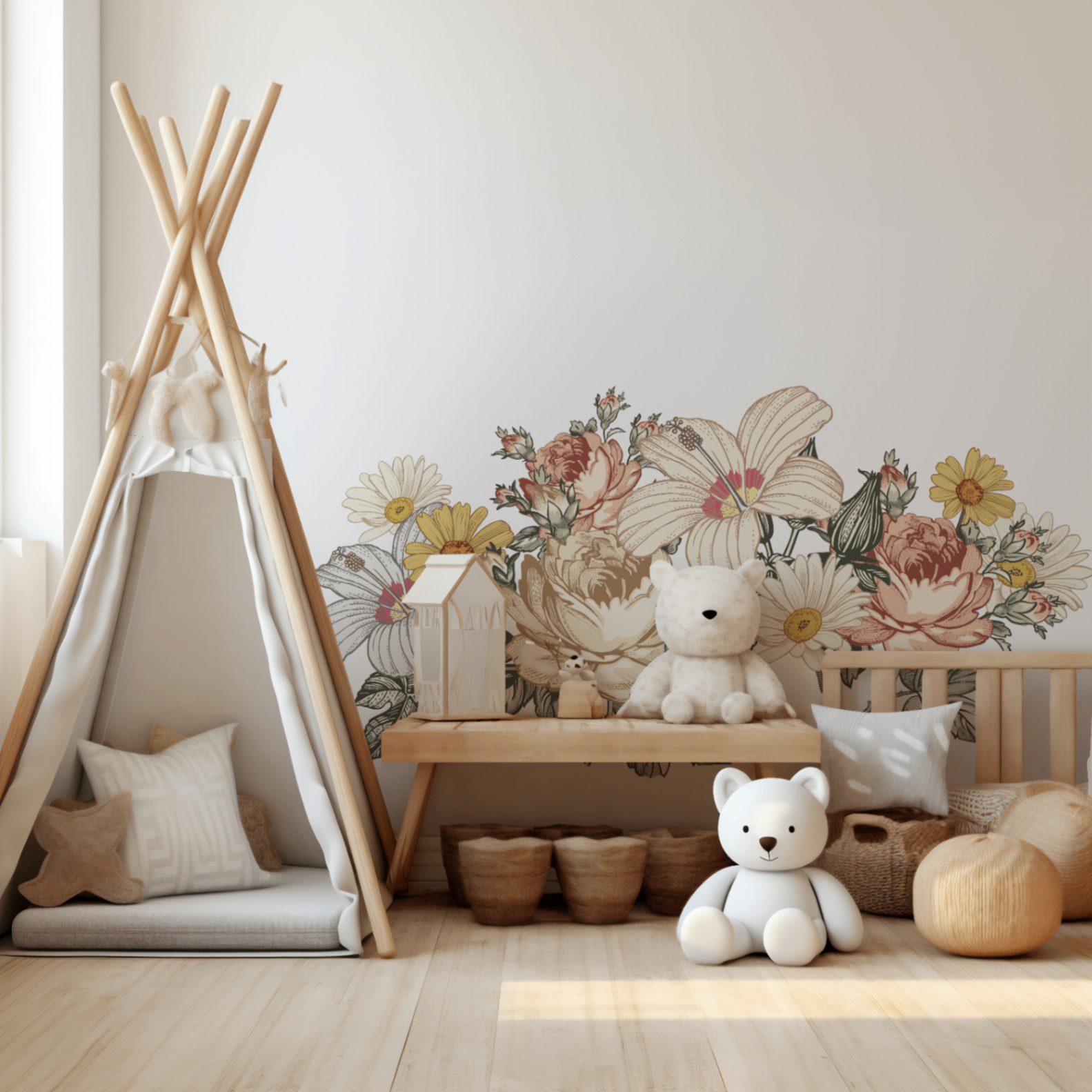 Kids Flowers Wall Sticker | Floral Decor for Children's Rooms – Wallpick