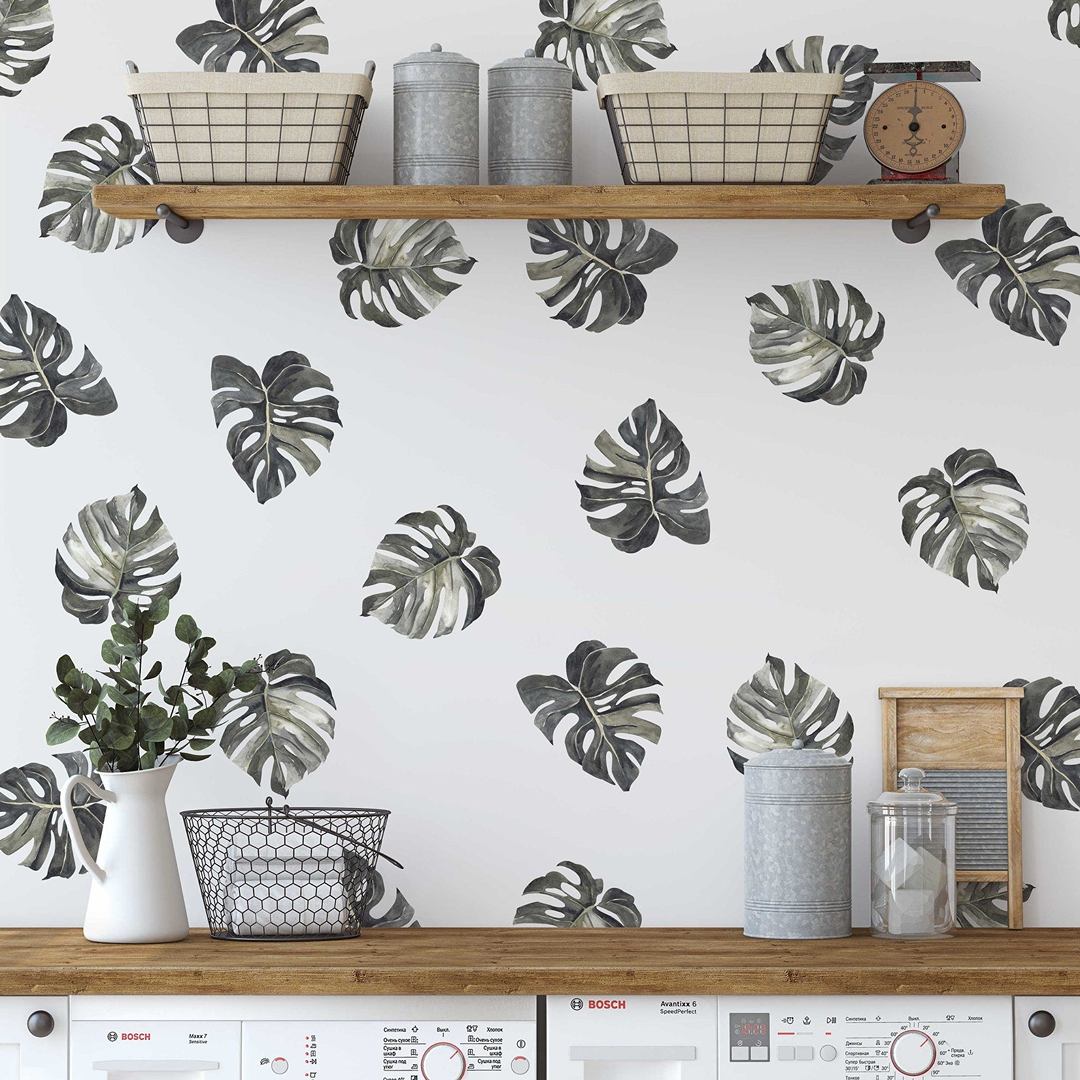 Monstera Leaf Wall Sticker | Stylish Tropical Decor – Wallpick