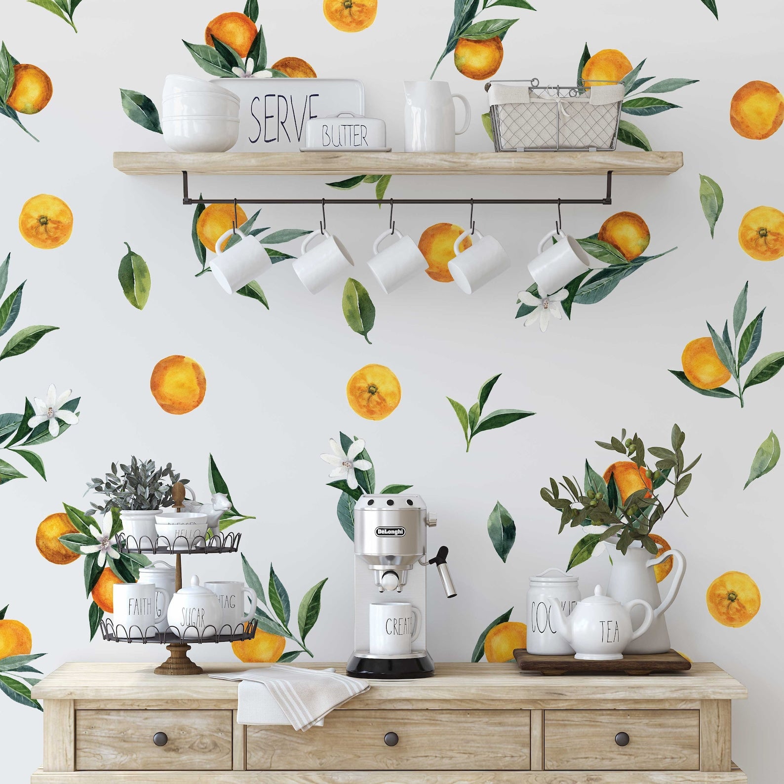 Orange Blossom Wall Sticker | Vibrant Floral Decor – Wallpick