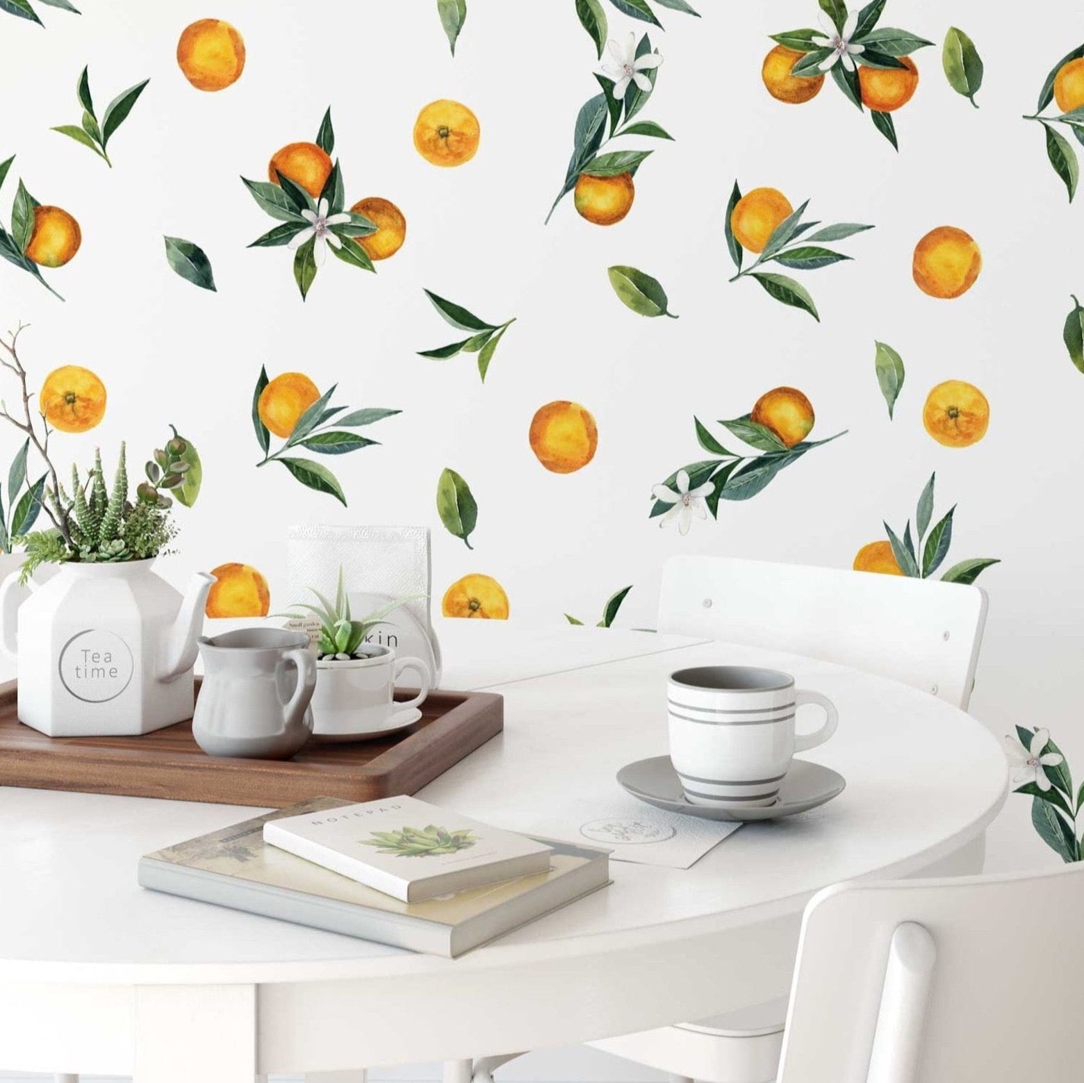 Orange Blossom Wall Sticker | Vibrant Floral Decor – Wallpick