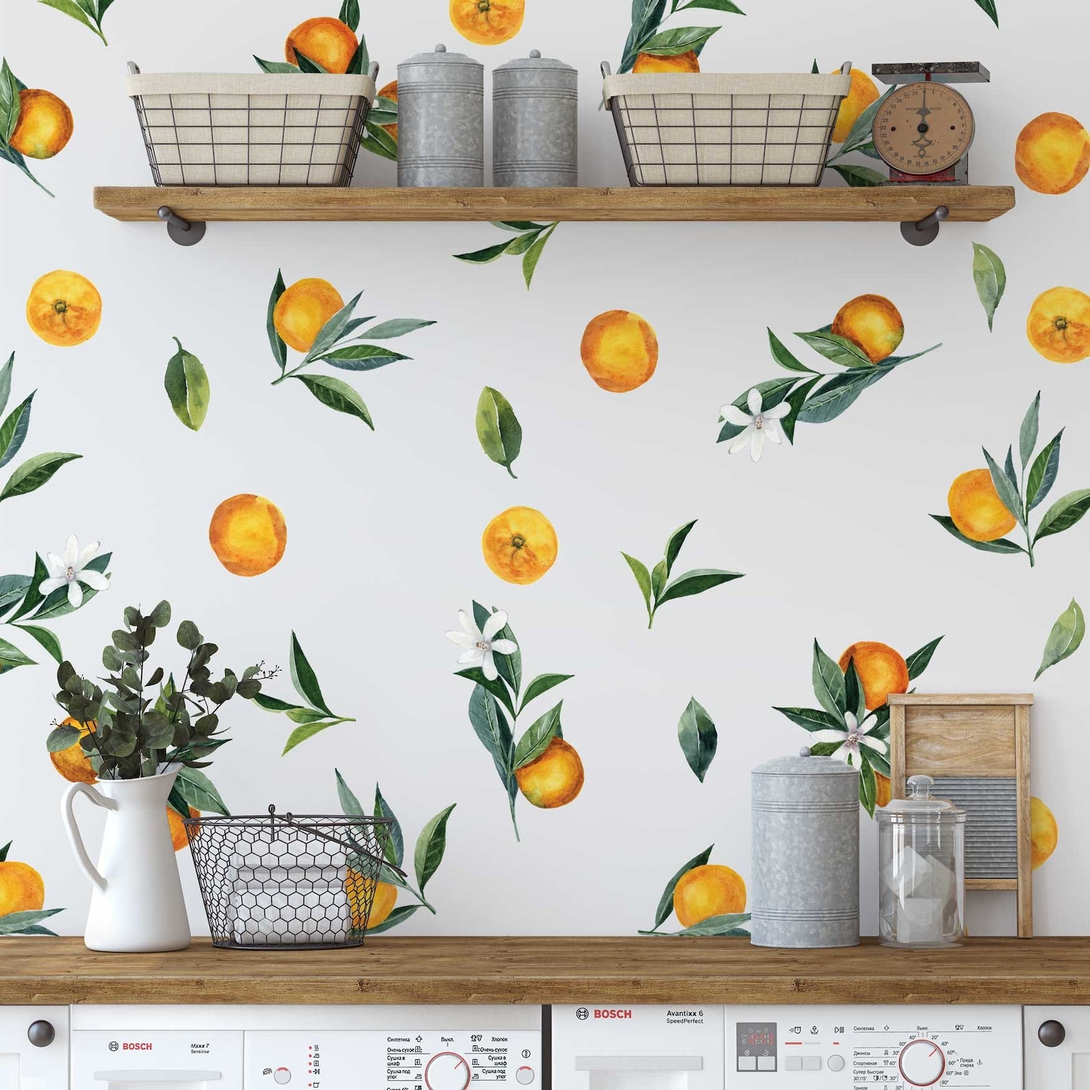 Orange Blossom Wall Sticker | Vibrant Floral Decor – Wallpick