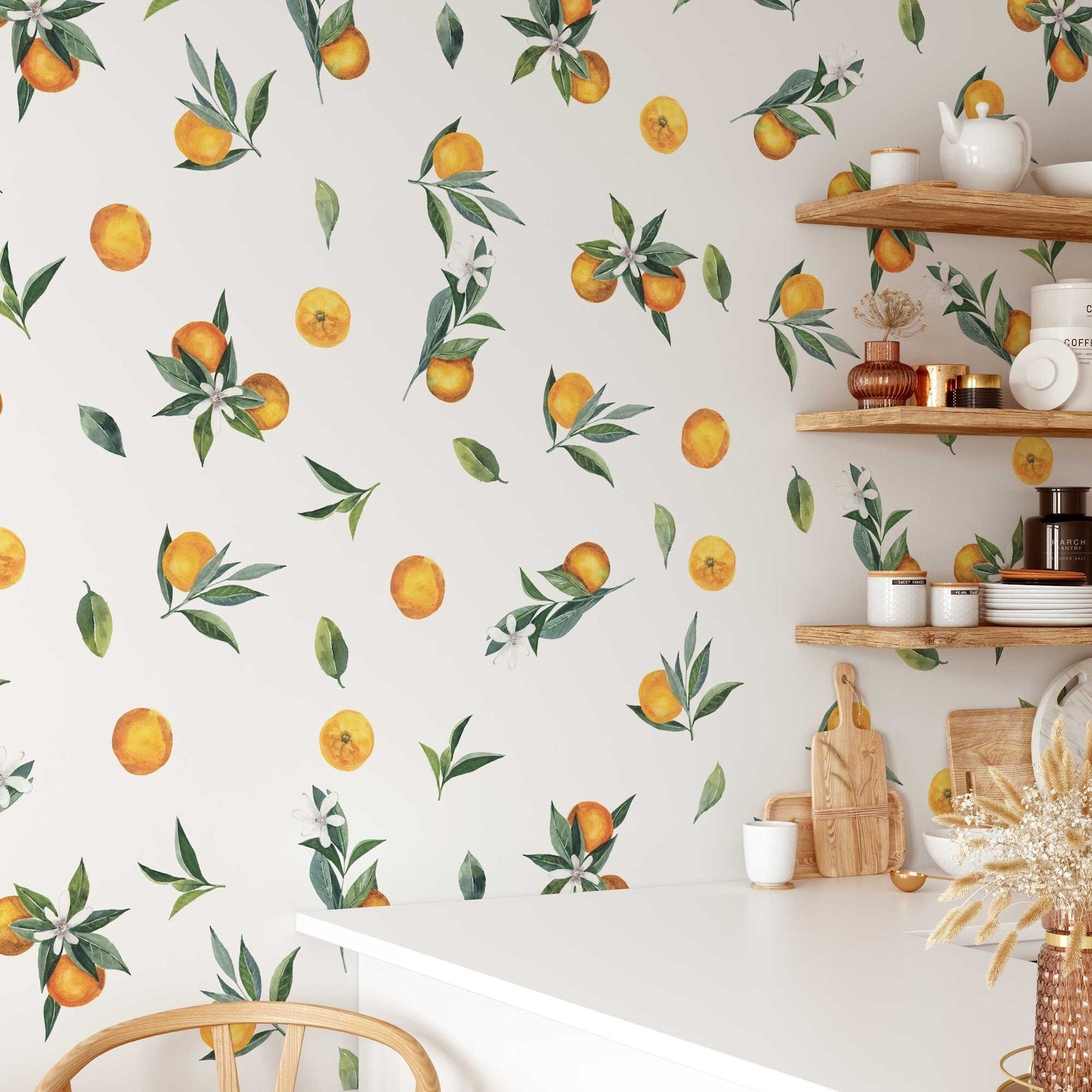 Orange Blossom Wall Sticker | Vibrant Floral Decor – Wallpick