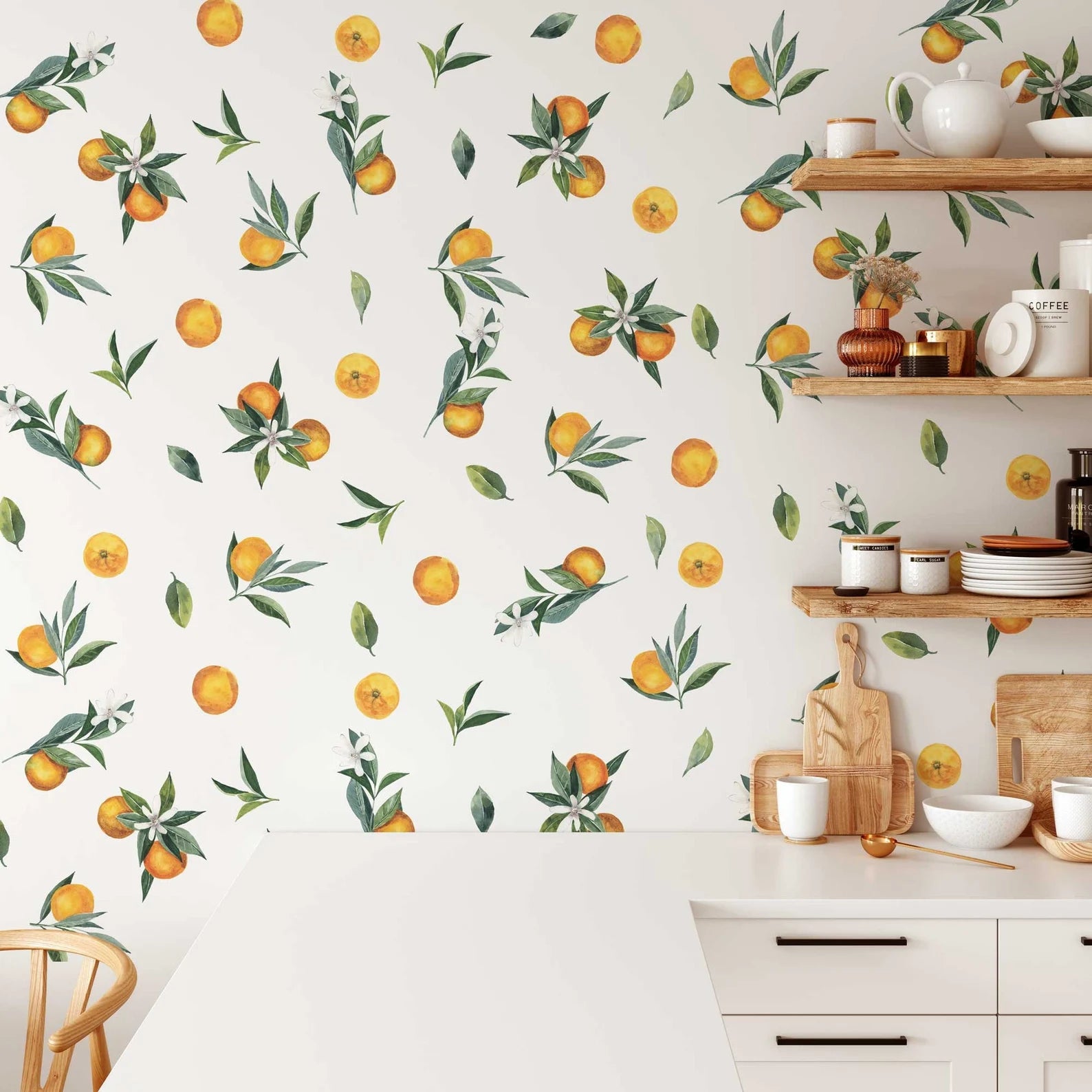 Orange Blossom Wall Sticker | Vibrant Floral Decor – Wallpick