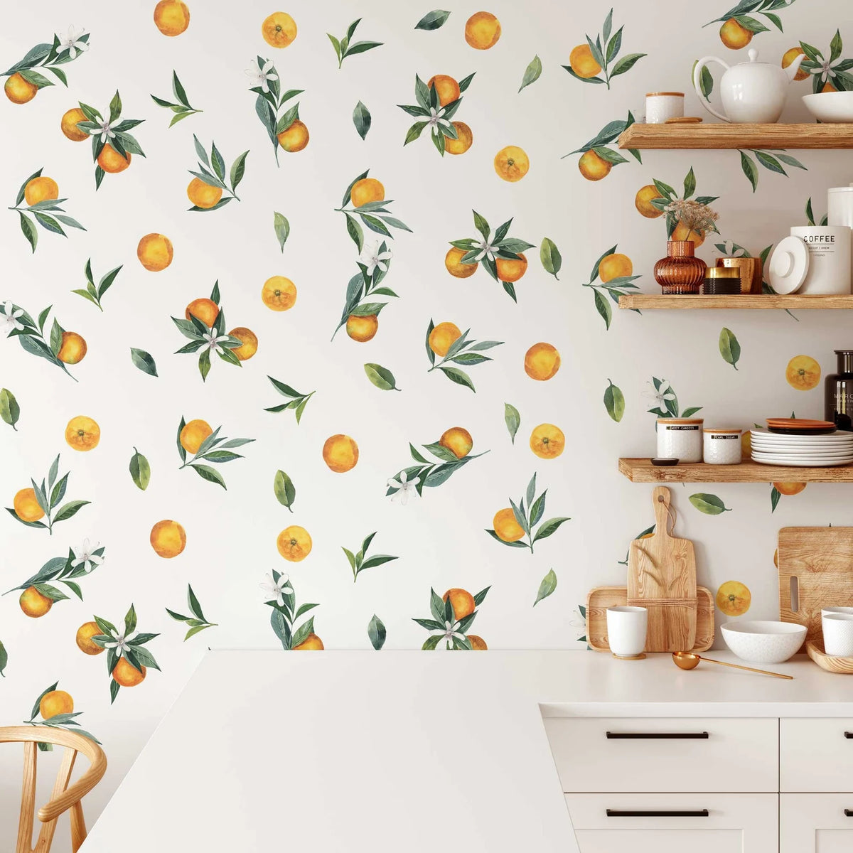 Orange Blossom Wall Sticker | Vibrant Floral Decor – Wallpick